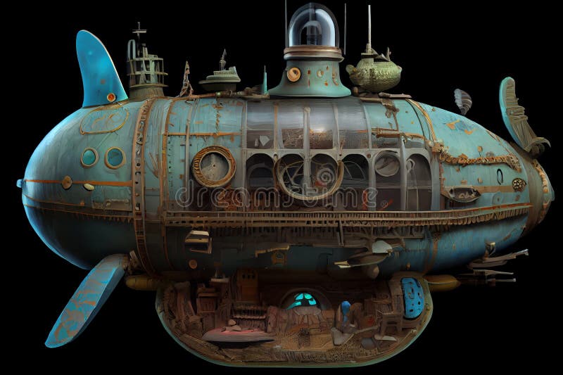 Illustration of a Fantasy Submarine Stock Illustration - Illustration ...