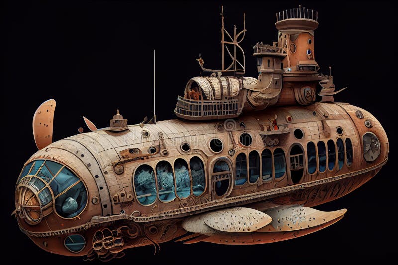 Illustration of a Fantasy Submarine Stock Illustration - Illustration ...