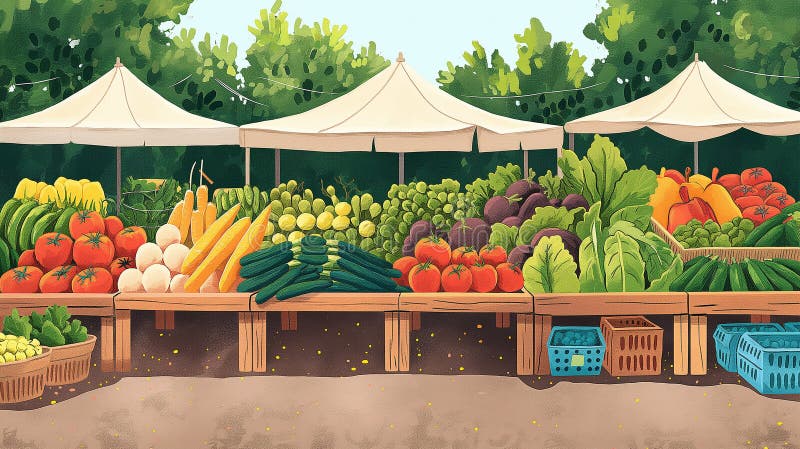 Illustration of Farmers Market Background. Stock Illustration ...