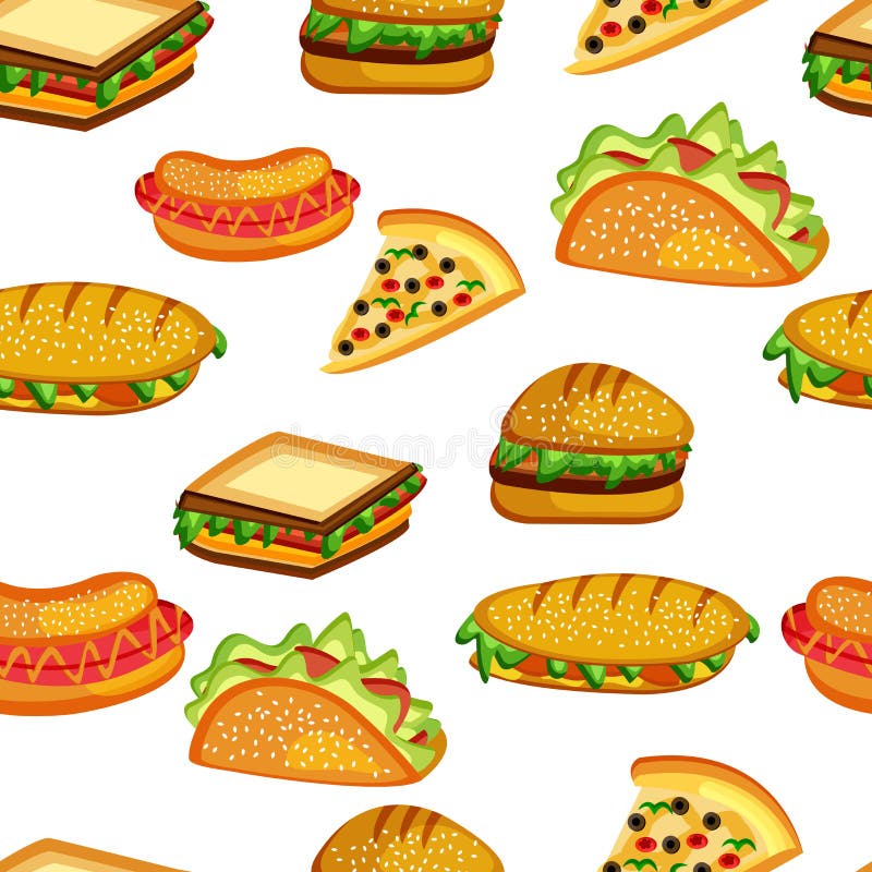 Illustration of Fast Food Elements Stock Vector - Illustration of ...