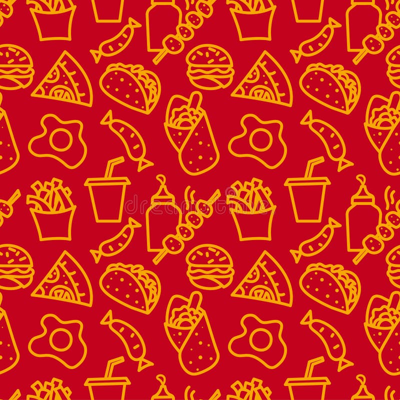 Fast food seamless pattern stock vector. Illustration of sausage - 99558960