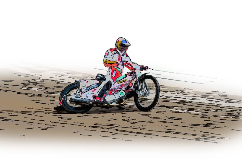 Speedway, Motorcycle Races - An Hand Drawn Illustration Stock Vector ...