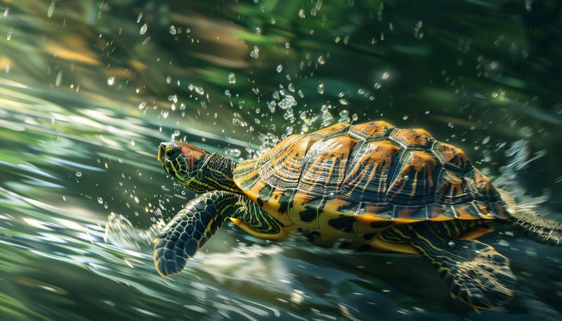 Illustration of a Fast Turtle Running on Water Stock Illustration ...