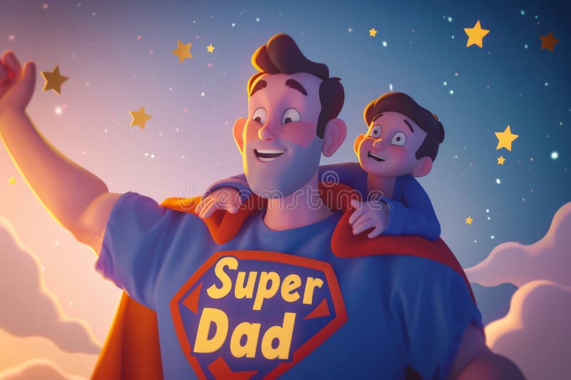 Illustration of Father and Son As Superheroes with & X27;Super Dad& X27 ...
