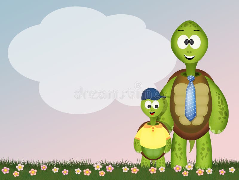 Illustration of Father Turtle Stock Illustration - Illustration of ...