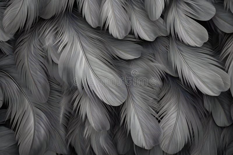 Feather Background, Close-up of Grey Feathers, Stock Illustration ...