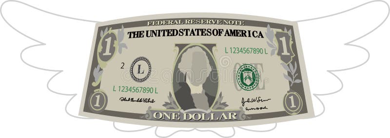 Feathered Deformed 1 Dollar Note Stock Vector - Illustration of dollar ...