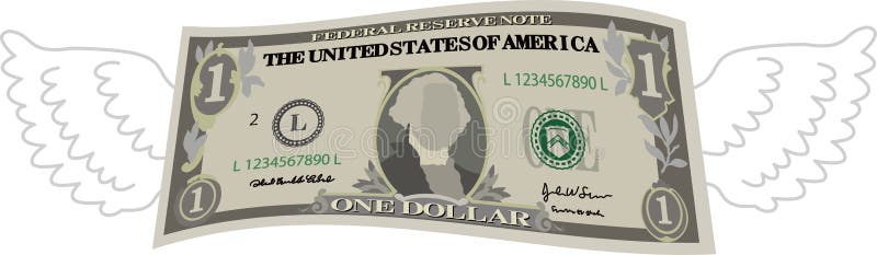 Feathered Deformed 1 Dollar Note Stock Vector - Illustration of ...