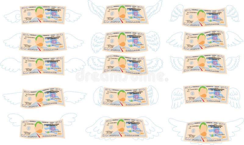 Colorful Feathered Deformed 50 Dollars Note Set Stock Vector ...