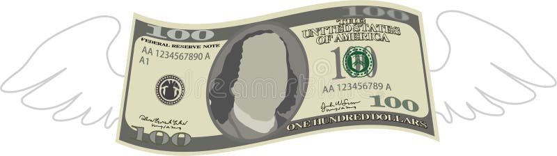 Feathered Deformed 100 Dollars Note Stock Vector - Illustration of ...