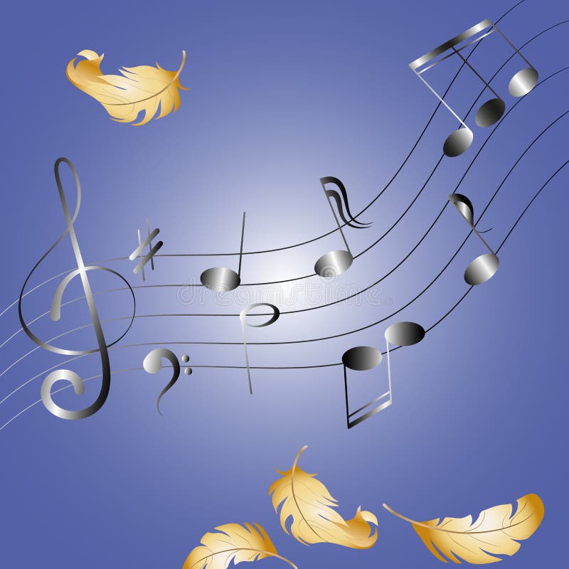Illustration with Feathers and Music Signs. Stock Vector - Illustration ...