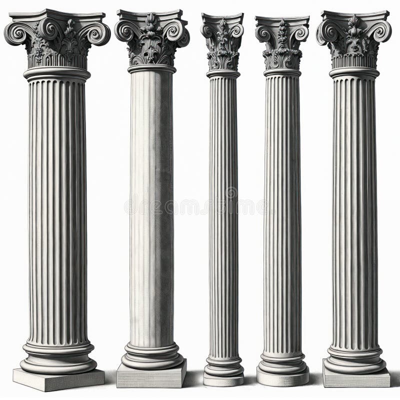 108 Antique Columns Set Isolated White Background Stock Photos - Free ...
