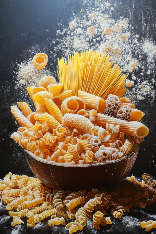 Artistic Pasta Arrangement in Bowl Stock Illustration - Illustration of ...