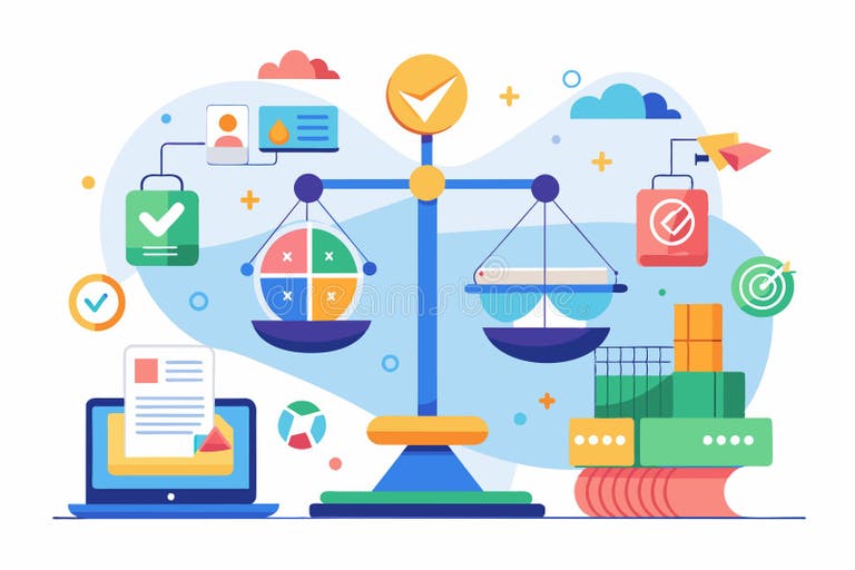 This Illustration Features a Balanced Scale Comparing Different ...