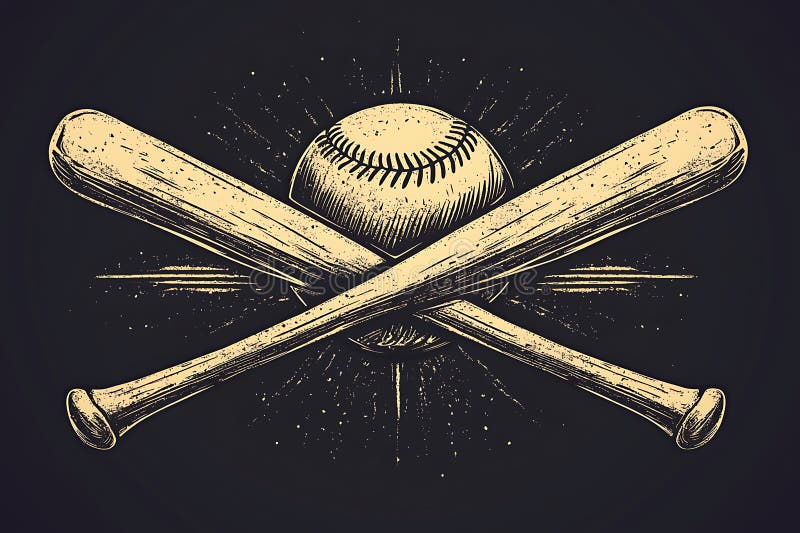 Baseball & Crossed Bats on Dark Background, Sports, Recreation, Rustic ...