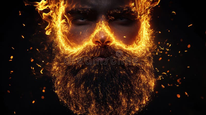 Fiery Beard Illustration on a Black Background Showcasing a Fantasy ...