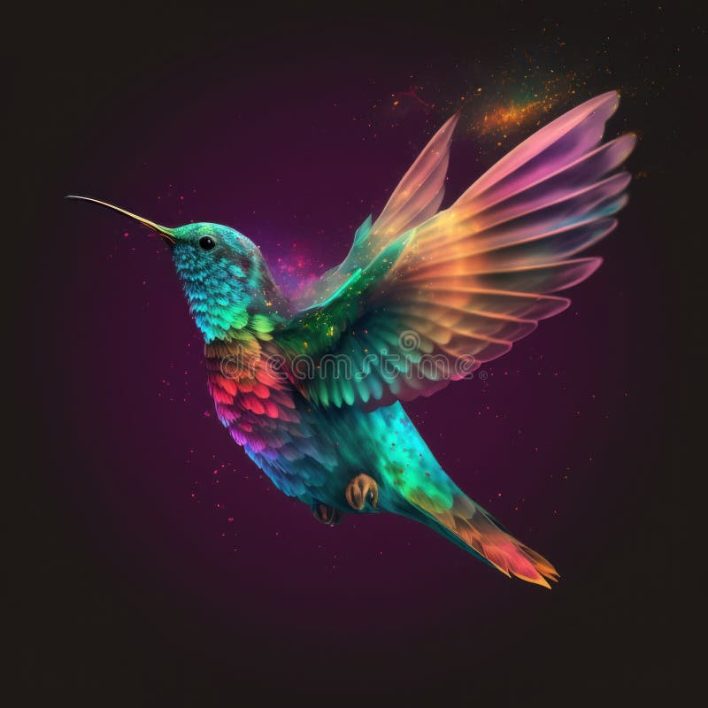 Majestic Rainbow Bird Soaring through Space Stock Illustration ...