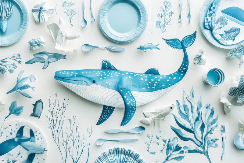Whale Day Table Setting Celebration Stock Illustration - Illustration ...