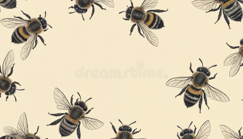 Illustration Features Bee Pattern. Repeating Design Elements with ...
