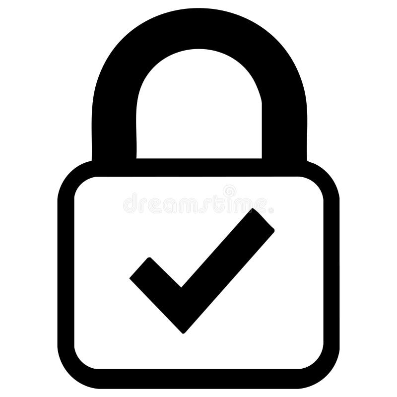 Black Vector Silhouette of a Padlock with a Check Mark Indicating ...