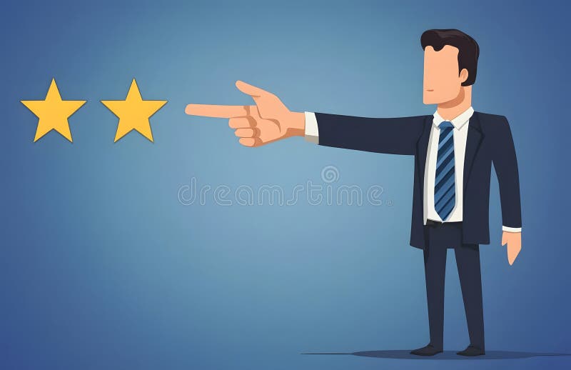 Businessman Cartoon Giving Star Rating, Customer Feedback Concept Stock ...