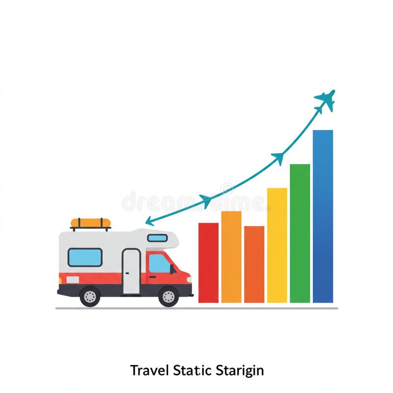 Illustration Features a Camper Van Alongside a Multicolored Bar Graph ...