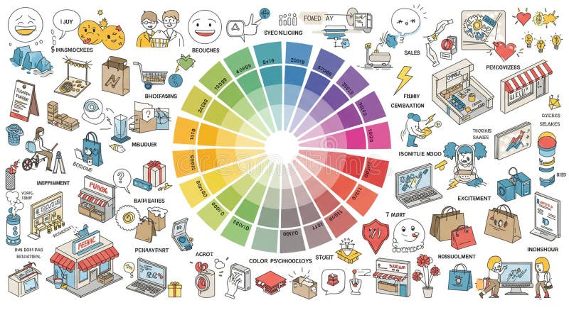 Illustration Features a Central Color Wheel with Various Hues, Each ...
