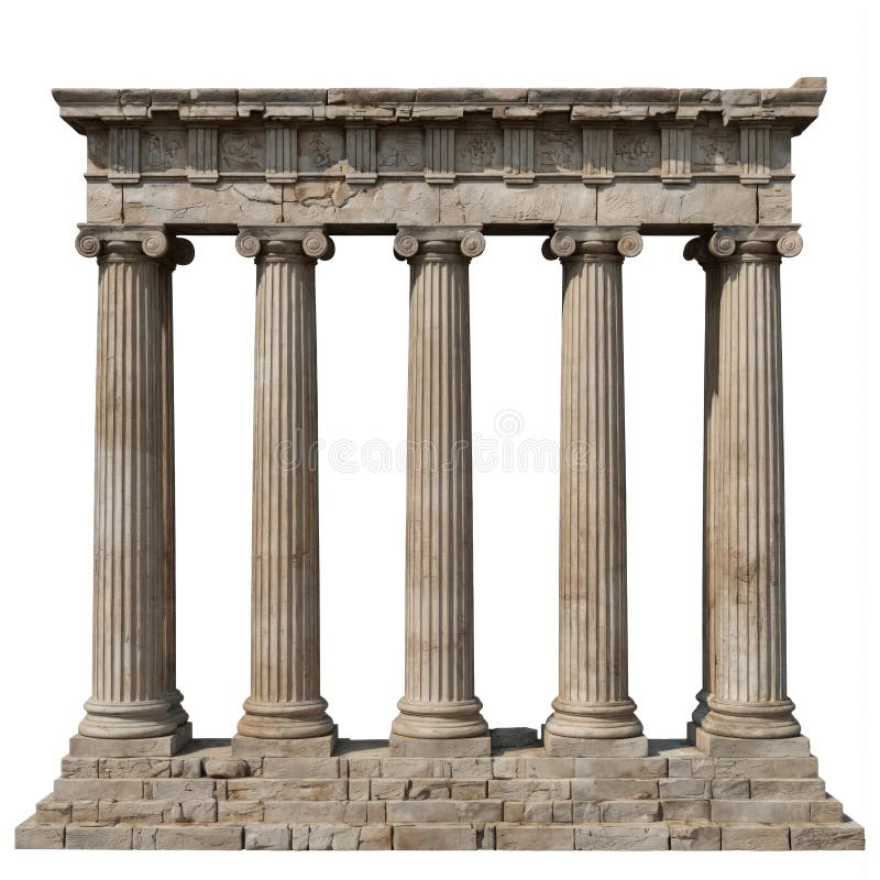 Illustration Features Classical Greek Columns, Ionic Style, Supporting ...