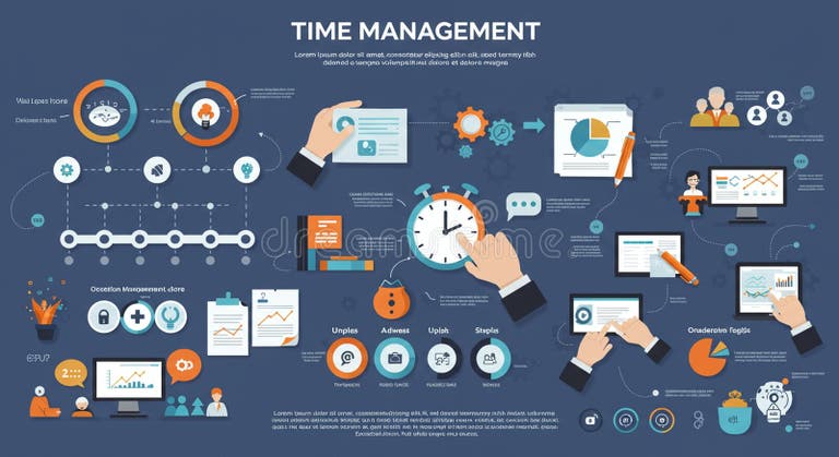 Illustration Features a Complex Flowchart on a Blue Background ...
