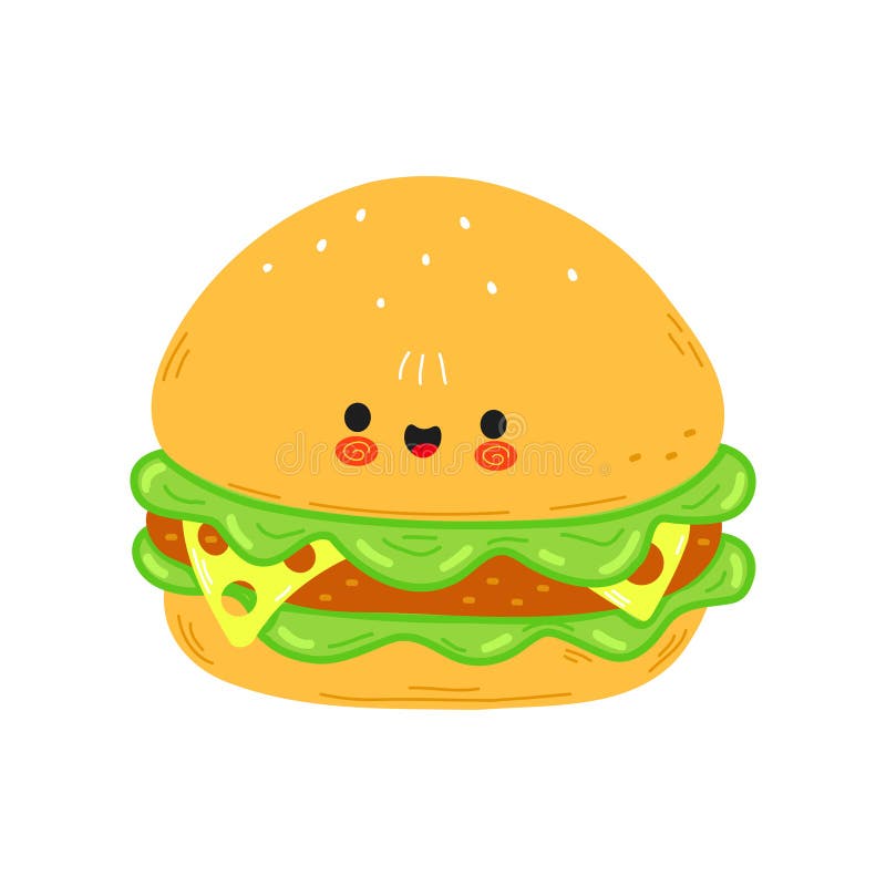 A Cute and Happy Cartoon Burger with a Smiling Face, Perfect for Food ...