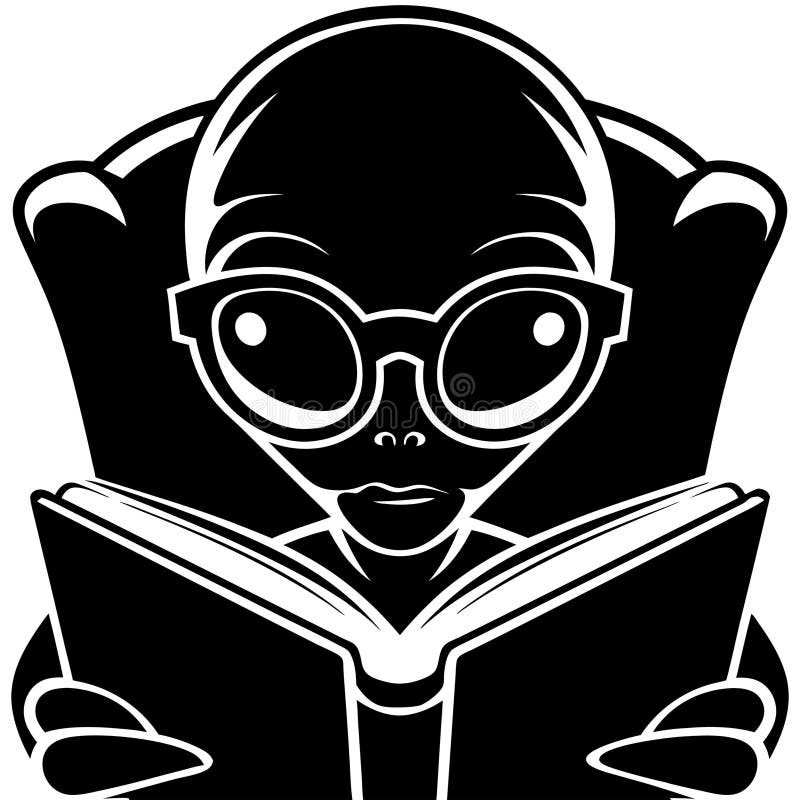 Alien Reading Vector Illustration for Education and Creativity Projects ...