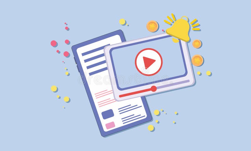 Video Live Streaming and Bell Alert Notification on Mobile Phone. Stock ...