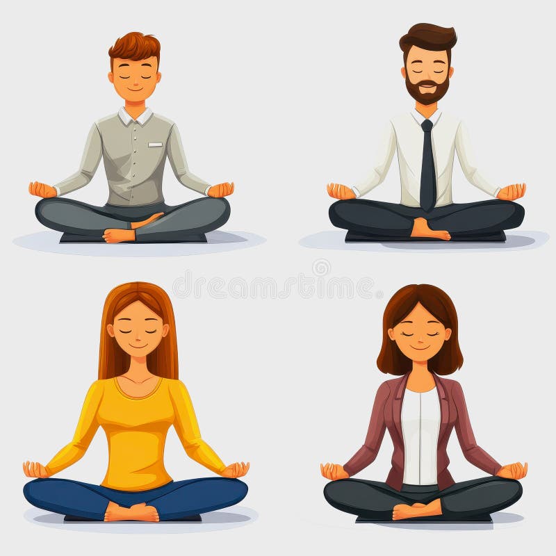 Diverse Group of Individuals Meditating in Relaxed Poses Showcasing ...