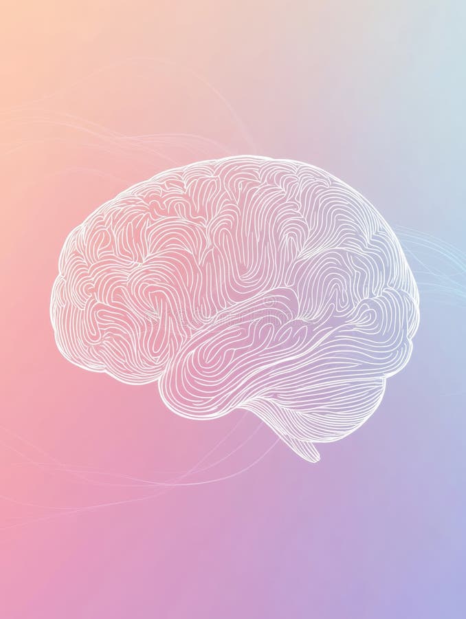 This Illustration Features a Human Brain Design Made of Delicate White ...