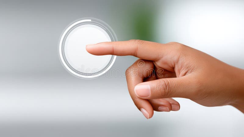 This Illustration Features a Human Hand Gently Pressing a Digital ...