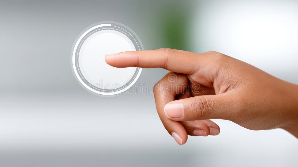 This Illustration Features a Human Hand Gently Pressing a Digital ...