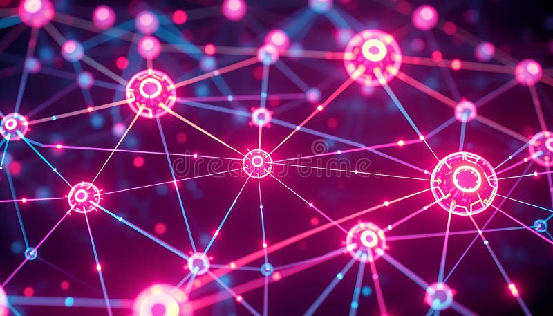 Interconnected Pink and Blue 3D Biotech Network Illustration Featuring ...