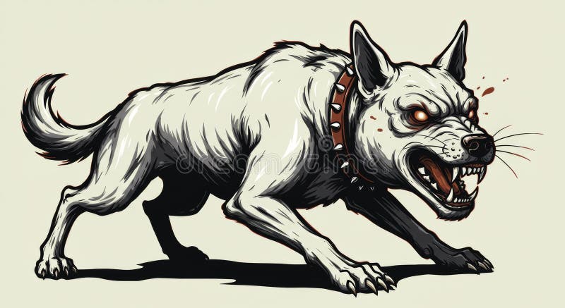Aggressive Dog Illustration: Fierce and Threatening Canine Graphic ...