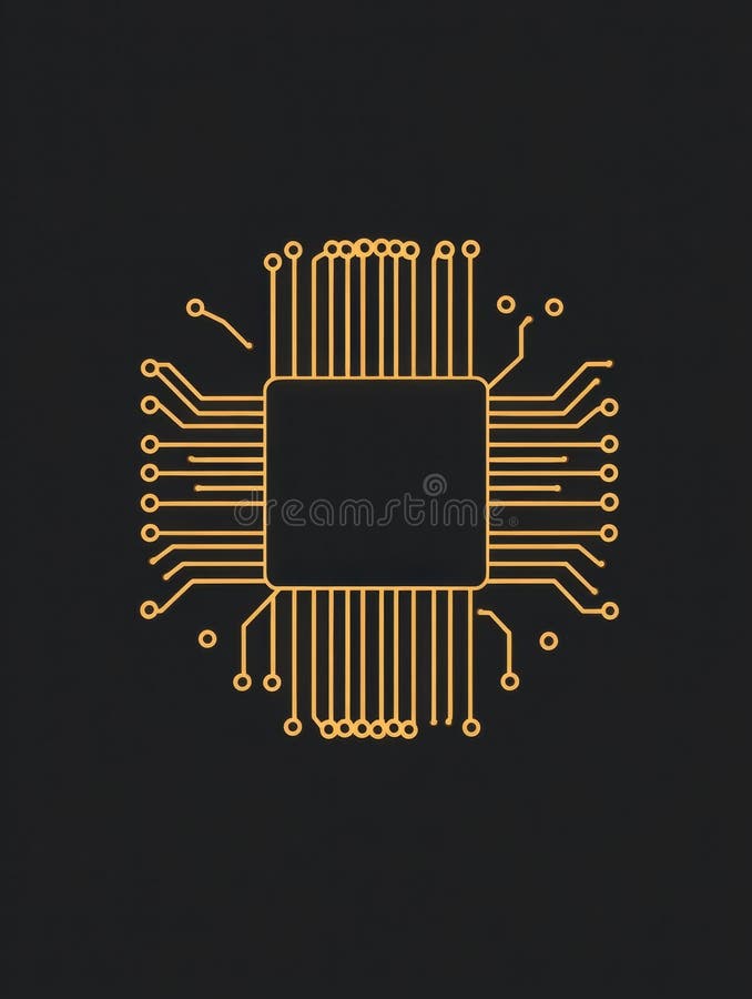 This Illustration Features a Microchip Design with Intricate Trace ...
