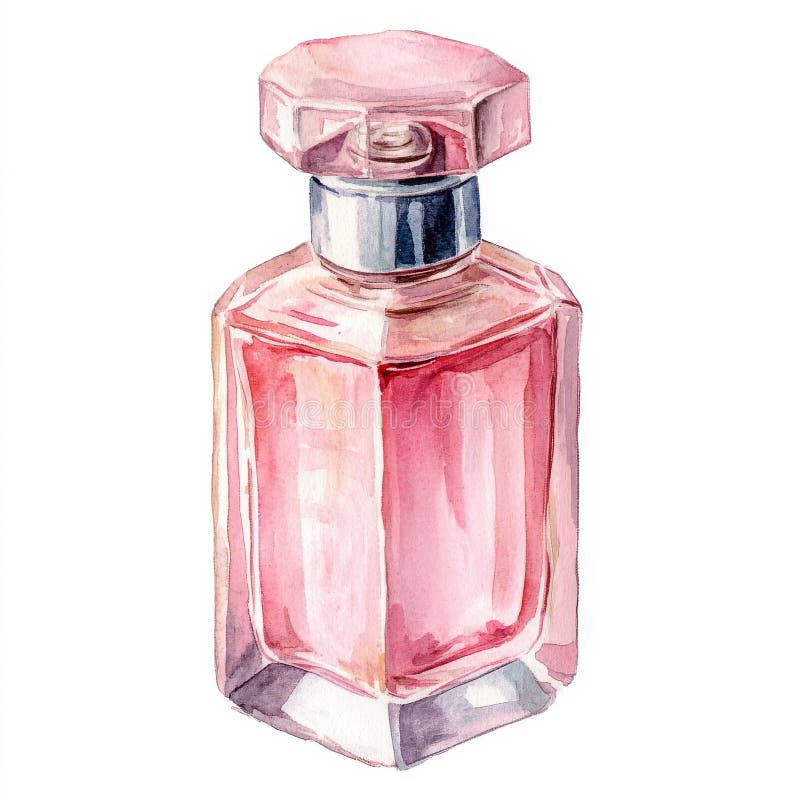 The Illustration Features a Pink Perfume Bottle Drawing Created in ...
