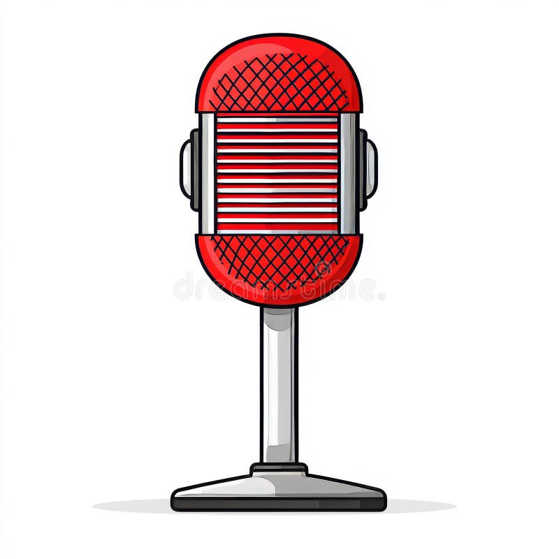 The Illustration Features a Red Microphone Icon Positioned on a White ...