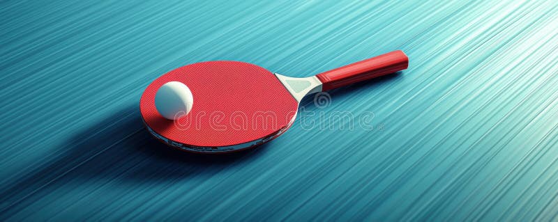 Red Table Tennis Paddle and Ball on Blue Table Illustration Stock Image ...