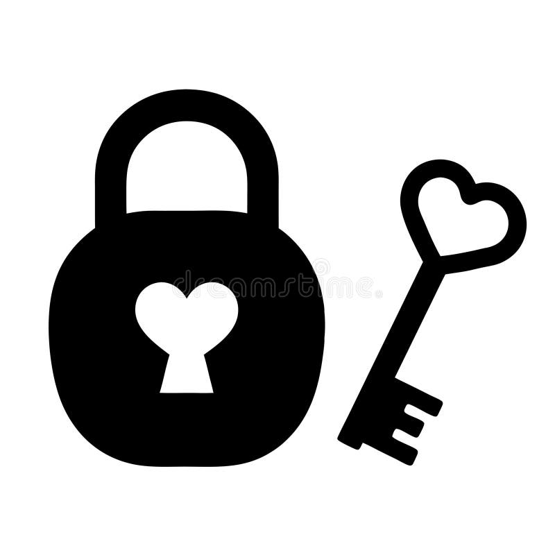 Romantic Heart Lock with Key Symbolizing Love Security and Trust Vector ...