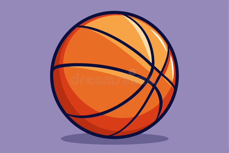 This Illustration Features a Semi-flat Basketball Design in Bright ...