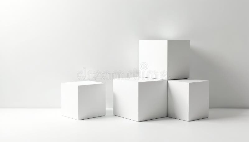 Illustration Features Several White Cubes in Minimalist Studio Setting ...