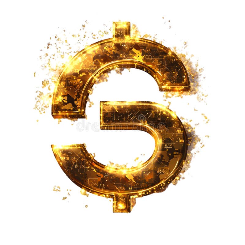 Shiny Gold Dollar Sign with Sparkles and Creative Elements Stock Image ...