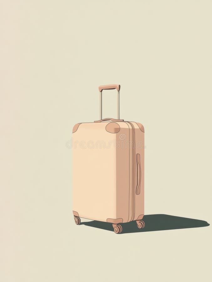 This Illustration Features a Sleek Suitcase with a Convenient Handle ...