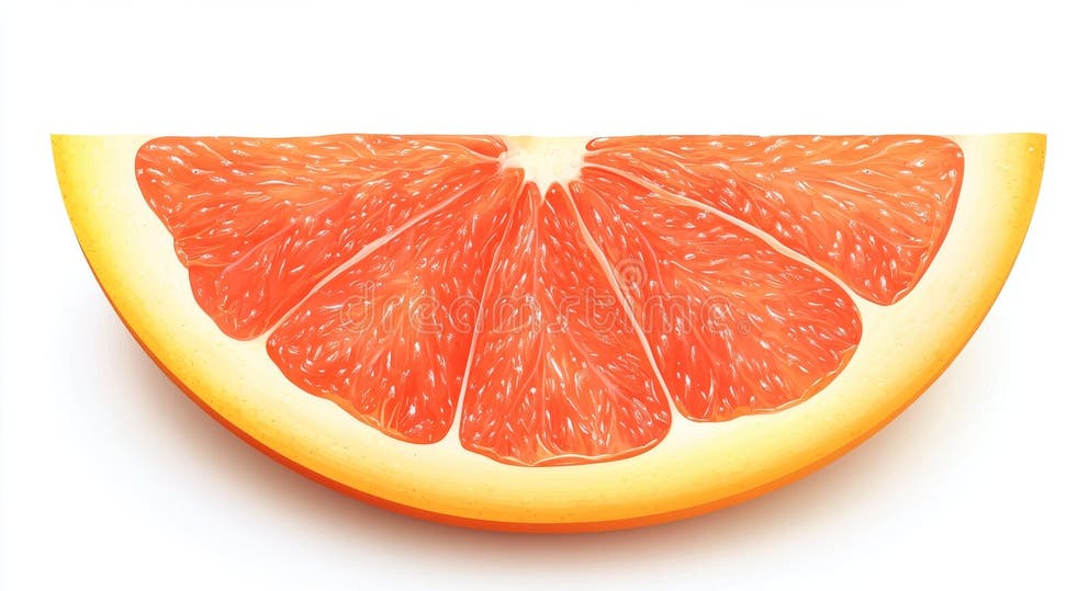 This Illustration Features a Sliced Grapefruit, Highlighting Its Fresh ...