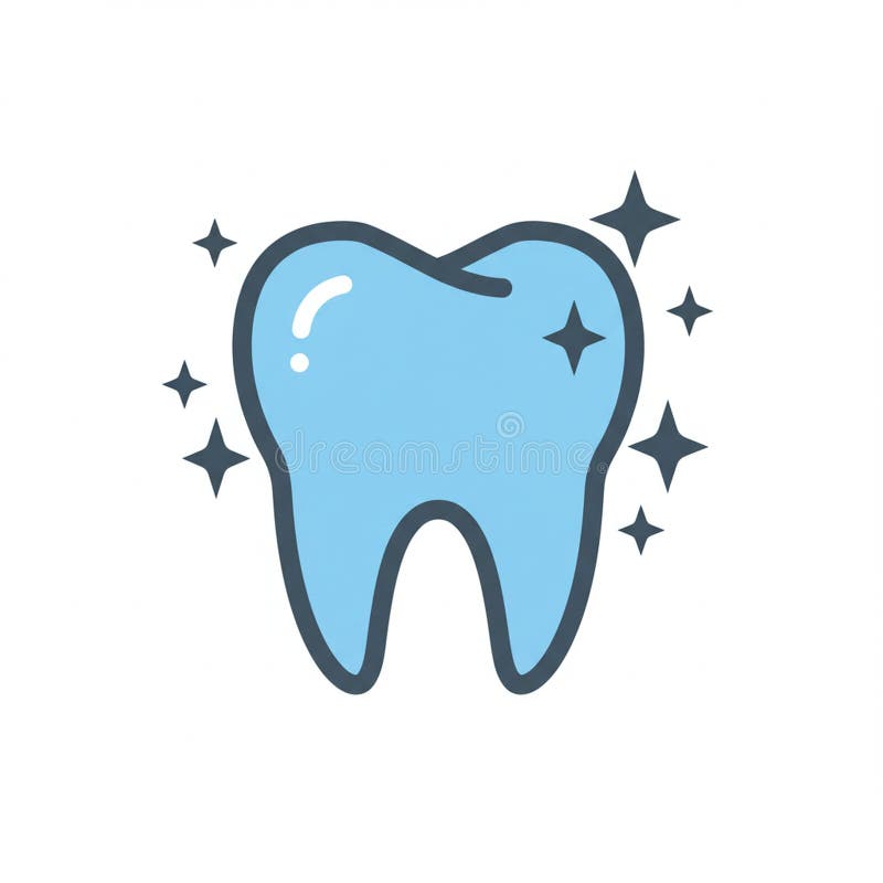 An Illustration Features a Stylized Blue Tooth, Outlined in Dark Gray ...