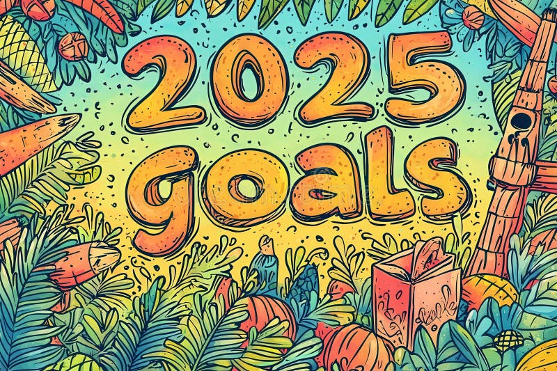 Creative Illustration Showcasing Goals for 2025 Set Against a Vibrant ...